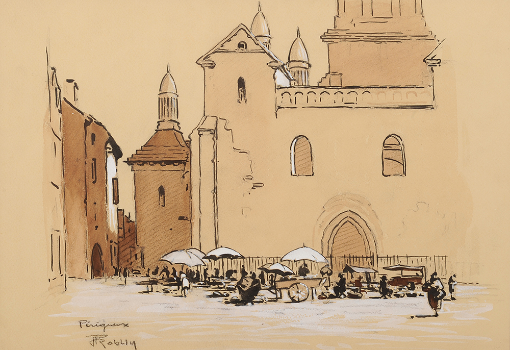 Galerie Ars Pictura | Paul ROBLIN – Marché sur la place de la Clautre à ...